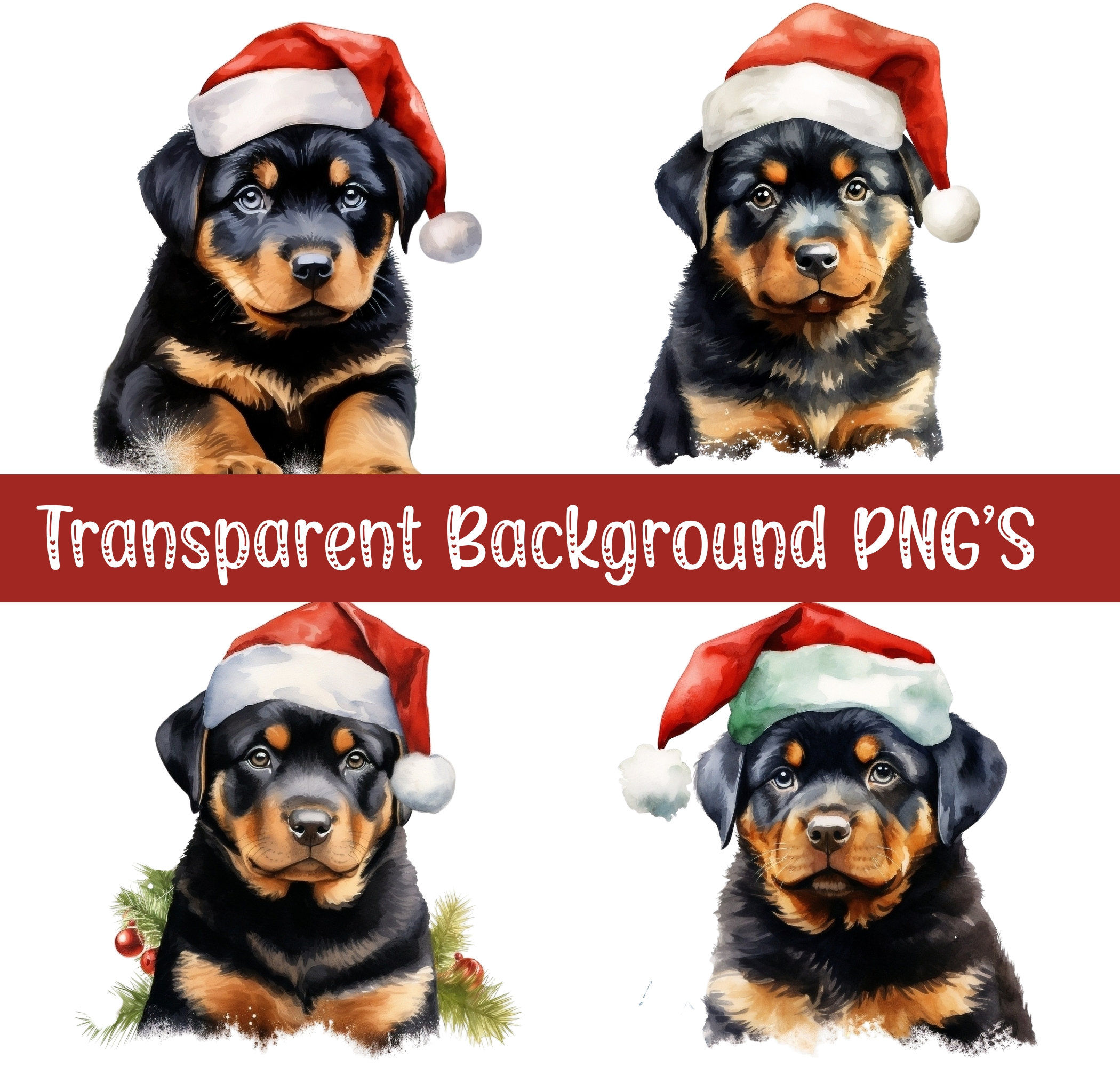 Christmas Rottweiler Clipart/holiday Rottweiler PNG Clipart/rottie ...