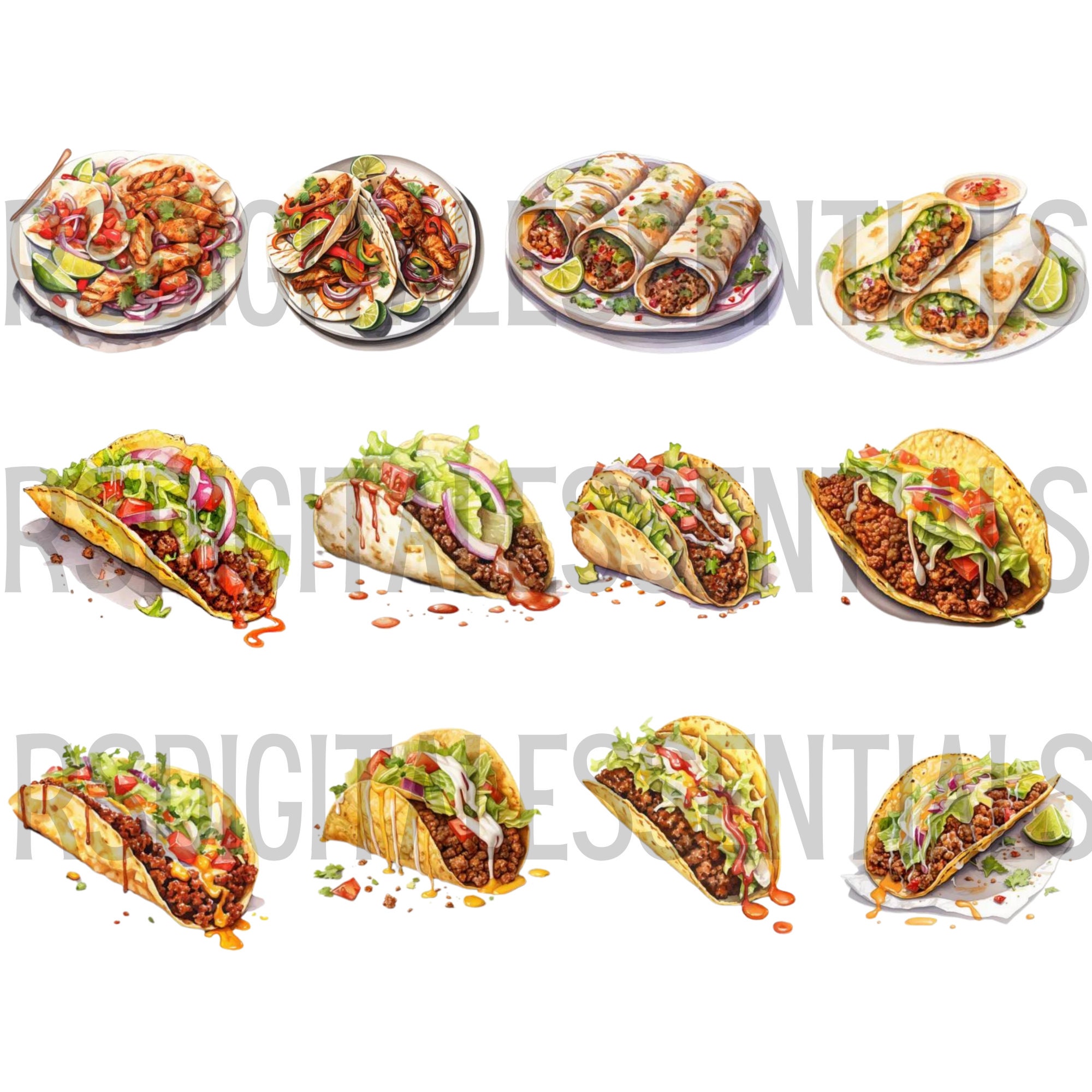 Mexican Food PNG Clipart/jpg Printable/mexican Food Sublimation/taco ...