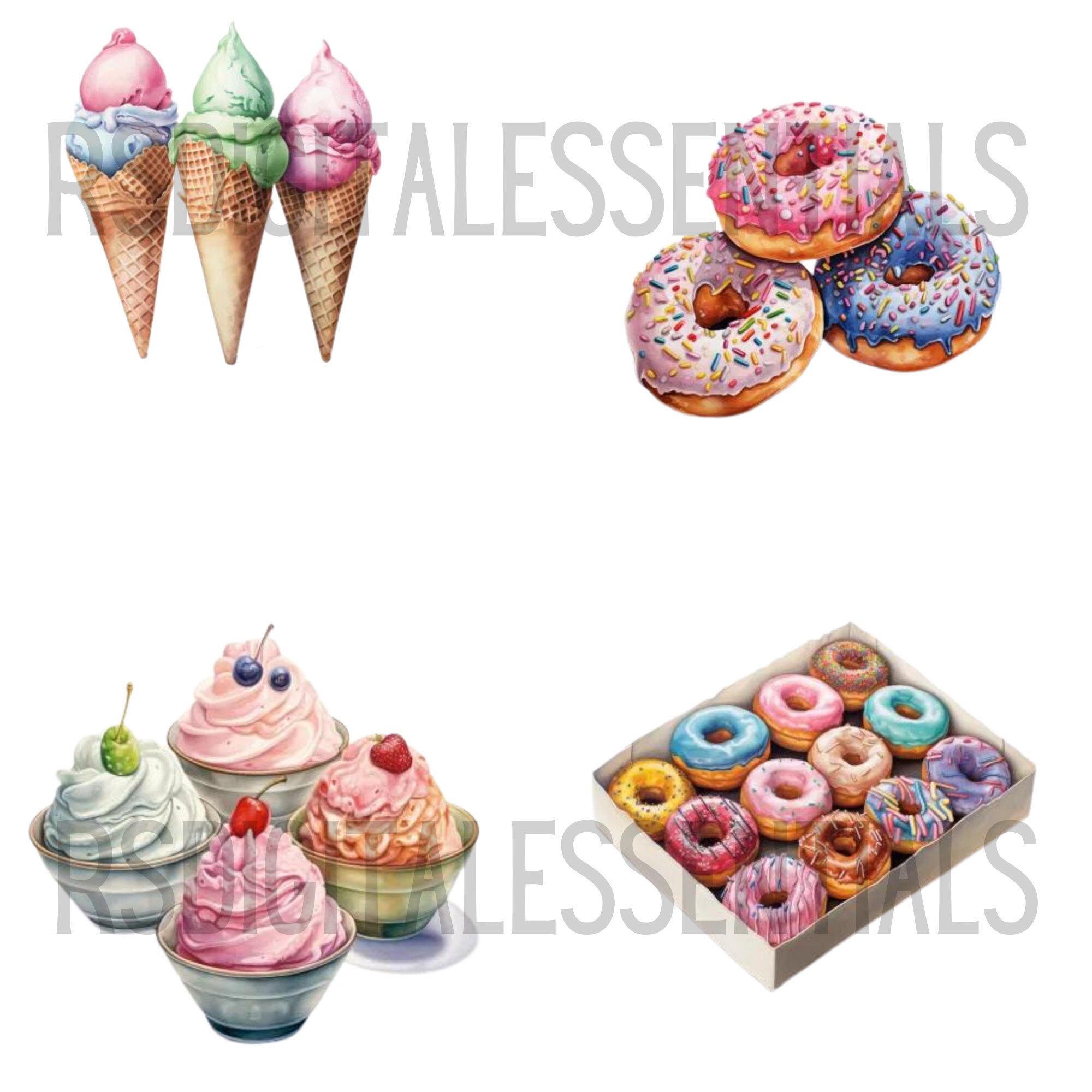 Pastel Sweet Treats Clipart Bundle/cotton Candy-ice - Etsy