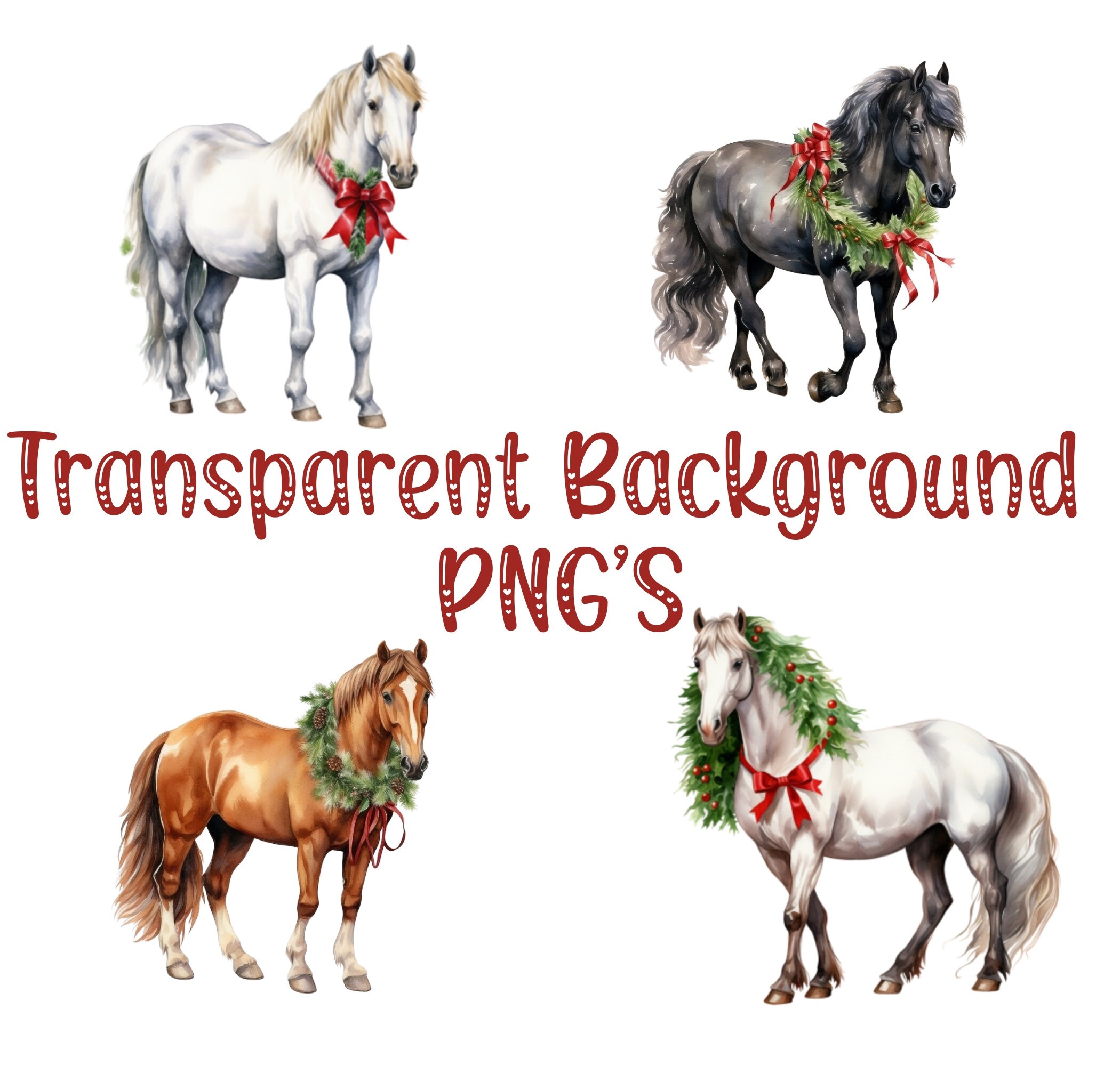 Christmas Horse Clipart/holiday Horse PNG Clipart/horse - Etsy