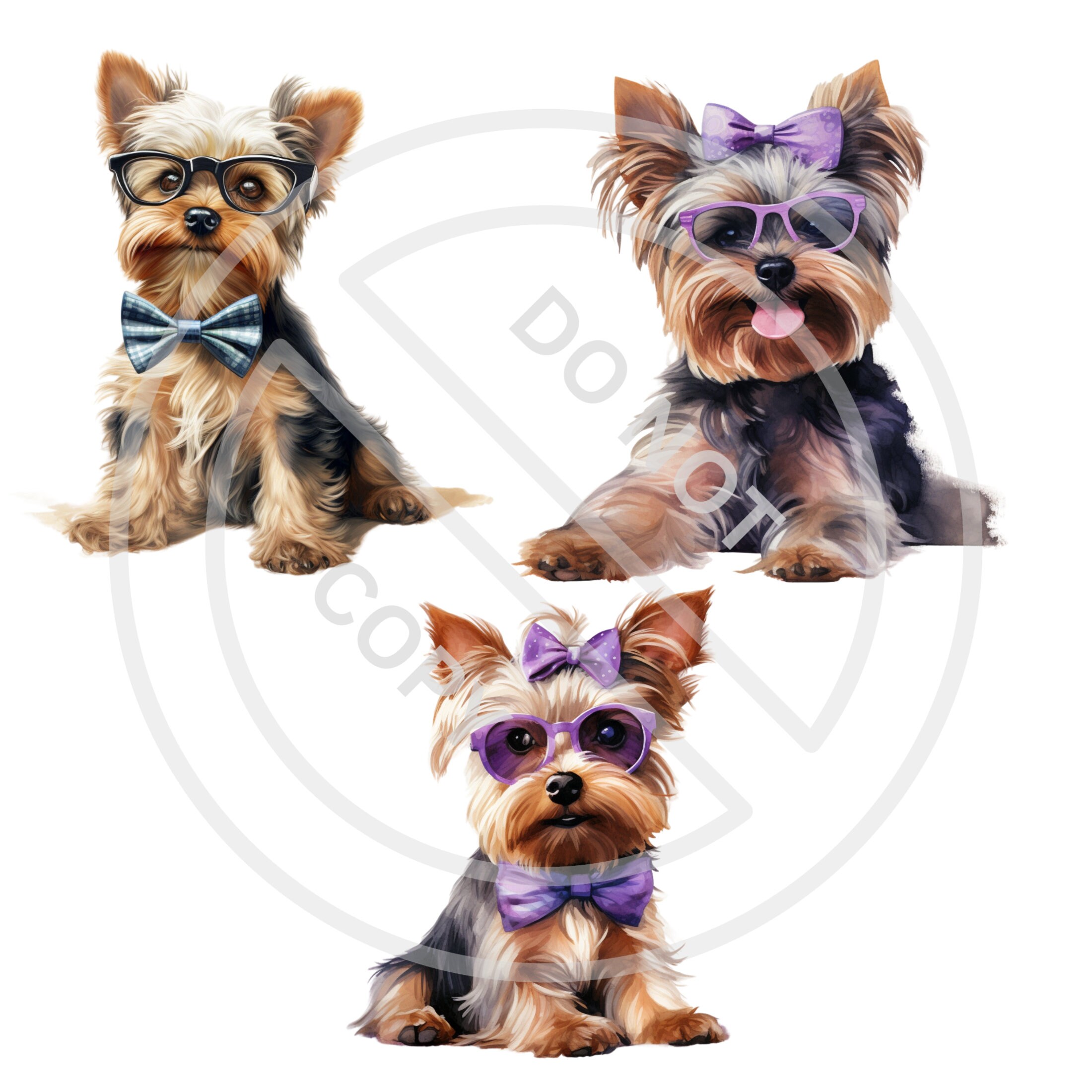 Yorkshire Terrier Clipart Bundle/20 Yorkie's With Sunglasses Png's/yorkie Lover Graphics/yorkie ...