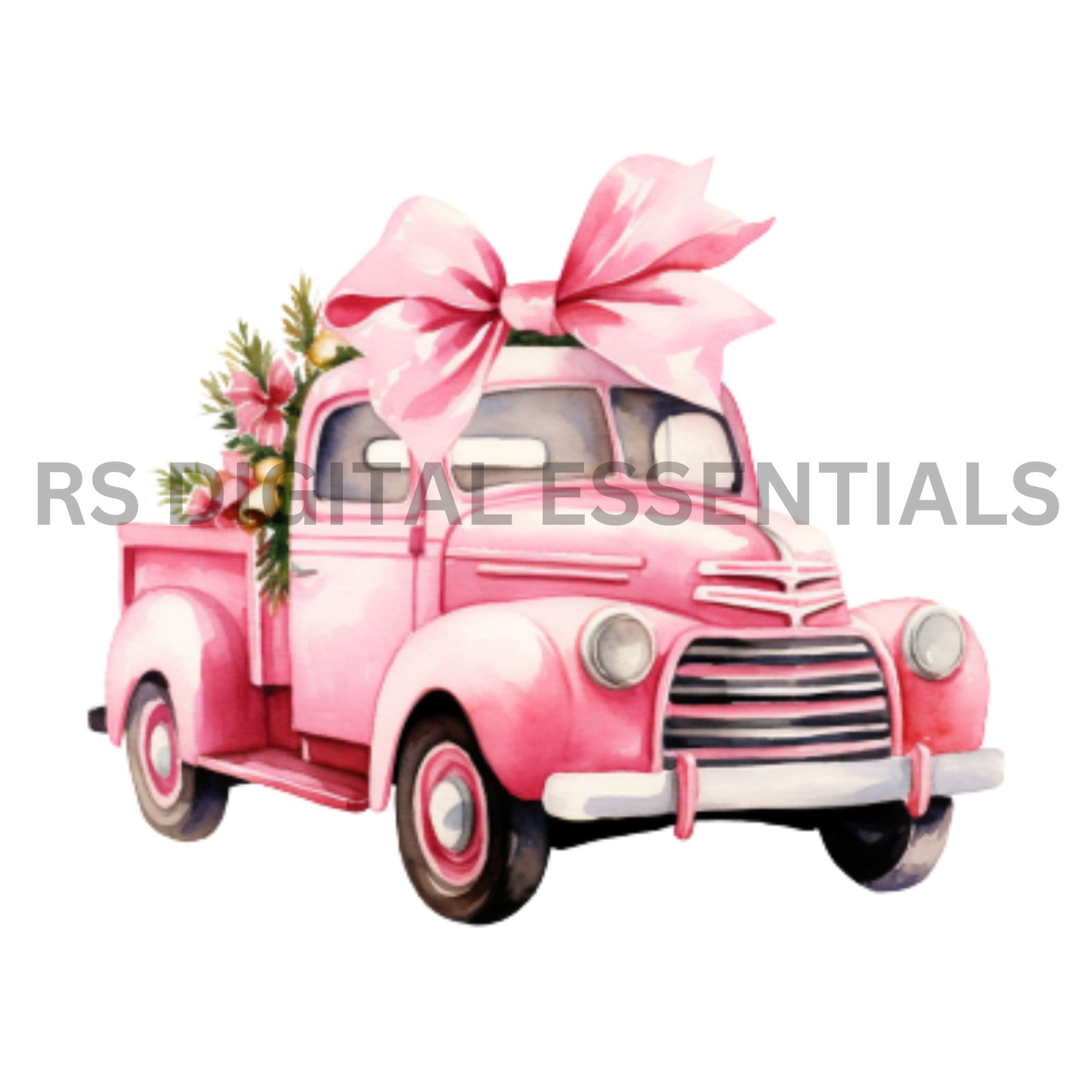 Pink Christmas Truck Clipart Bundle/instant Download 4 PNG Files/pink ...