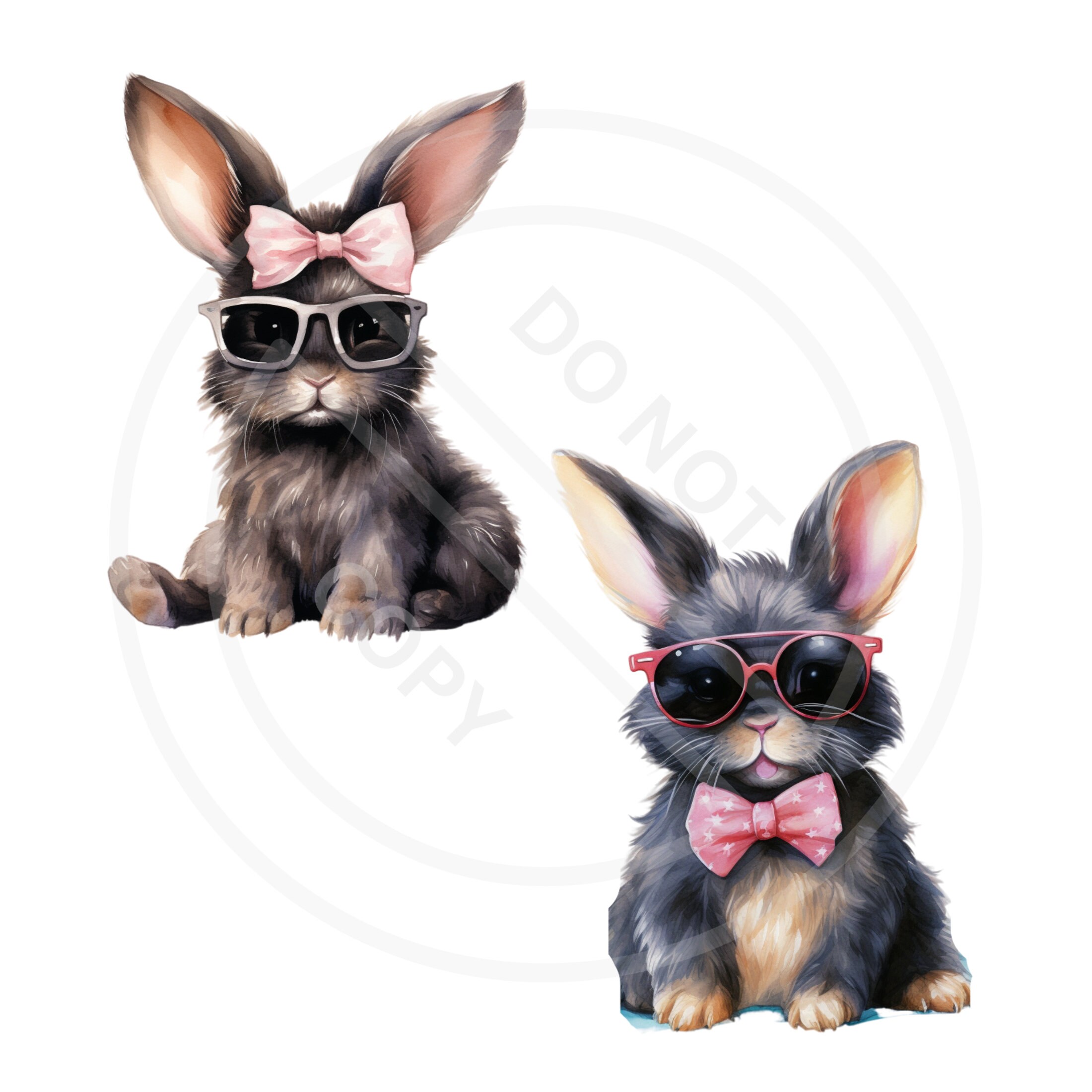 Bunnies With Glasses Clipart Bundle/14 Rabbits With Sunglasses Png's ...