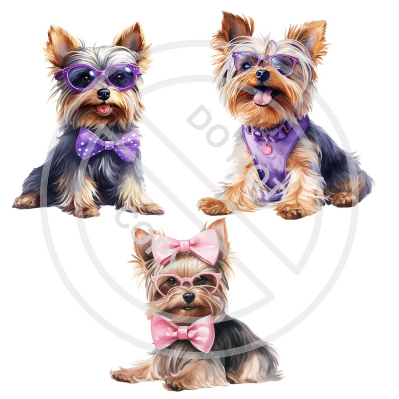 Yorkshire Terrier Clipart Bundle/20 Yorkie's With Sunglasses Png's/yorkie Lover Graphics/yorkie ...