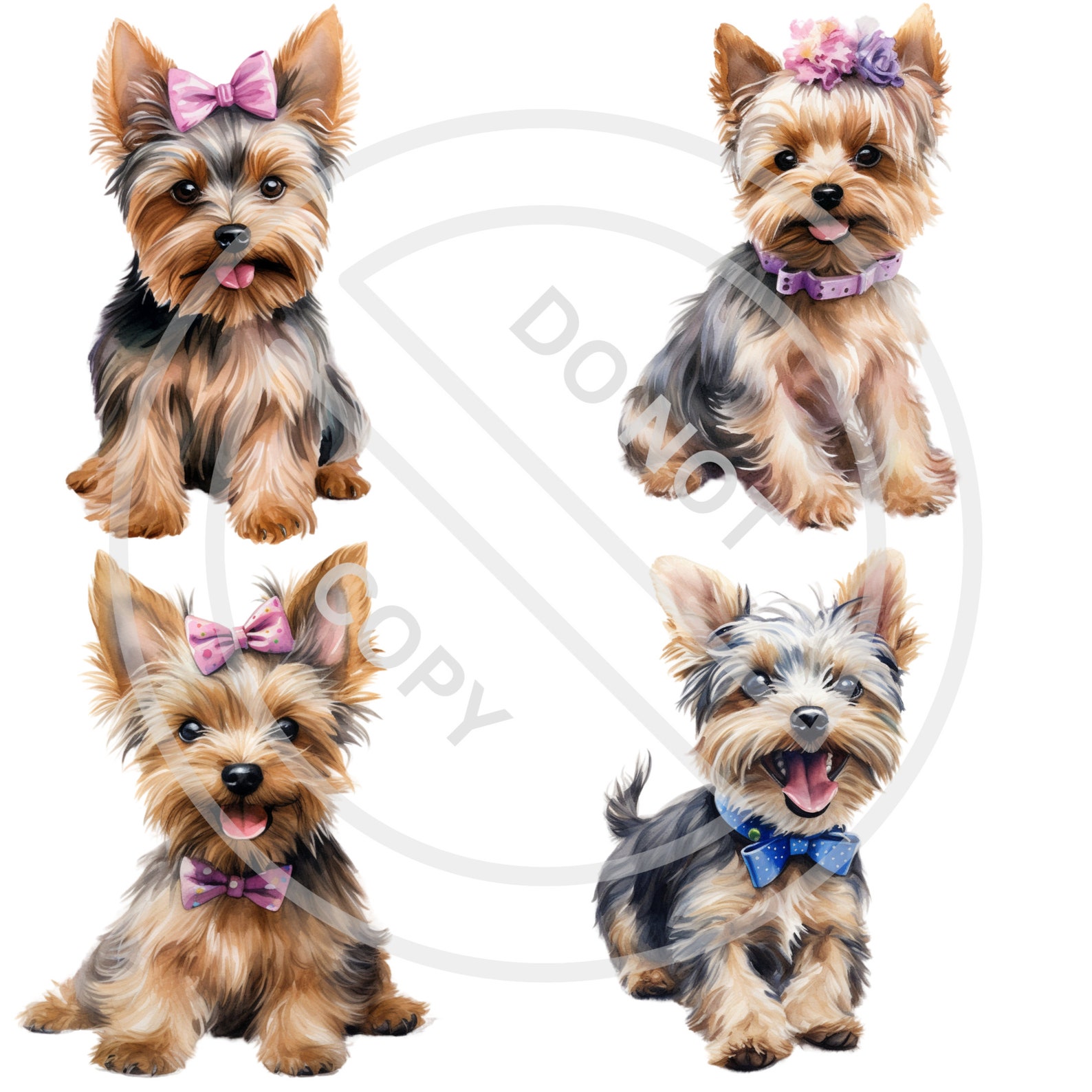 Yorkshire Terrier Clipart Bundle/instant Download 25 Png's/yorkie Lover Graphics/yorkie ...
