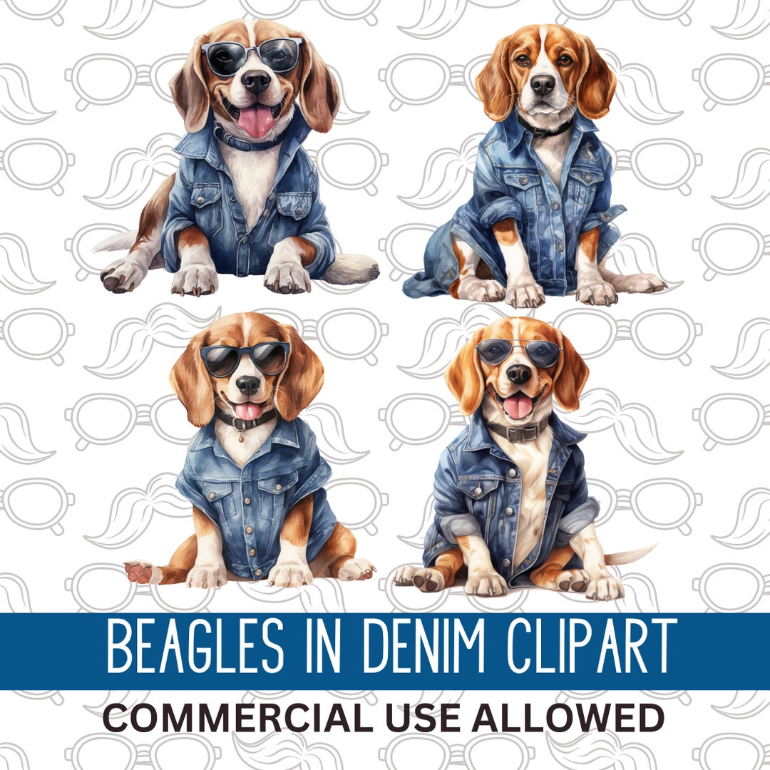 Beagles in Denim Clipart/4 Cute Beagle Png's/beagle Lover Graphics ...