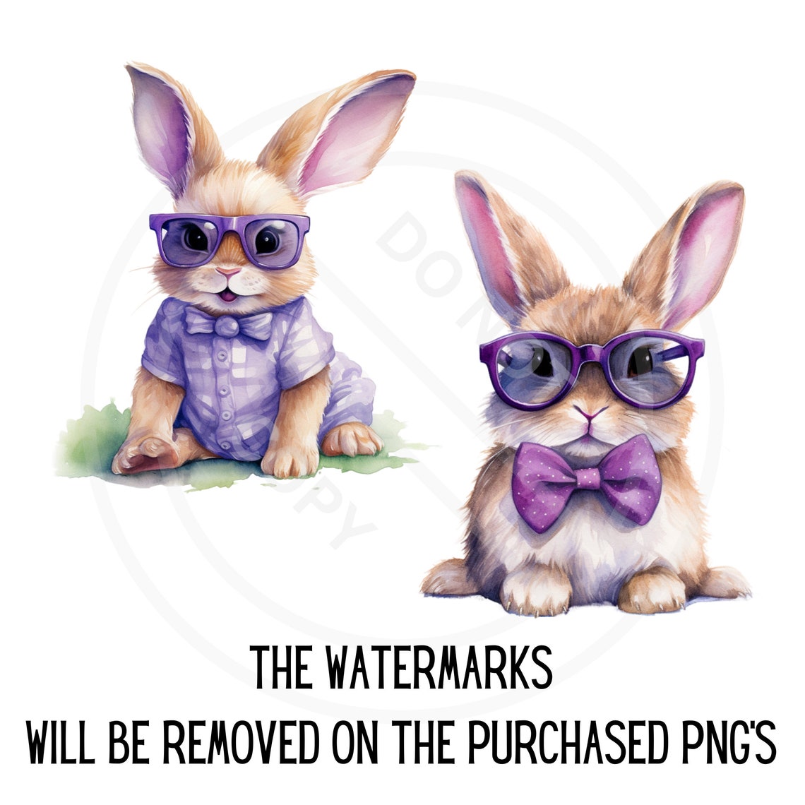 Bunnies With Glasses Clipart Bundle/14 Rabbits With Sunglasses Png's ...