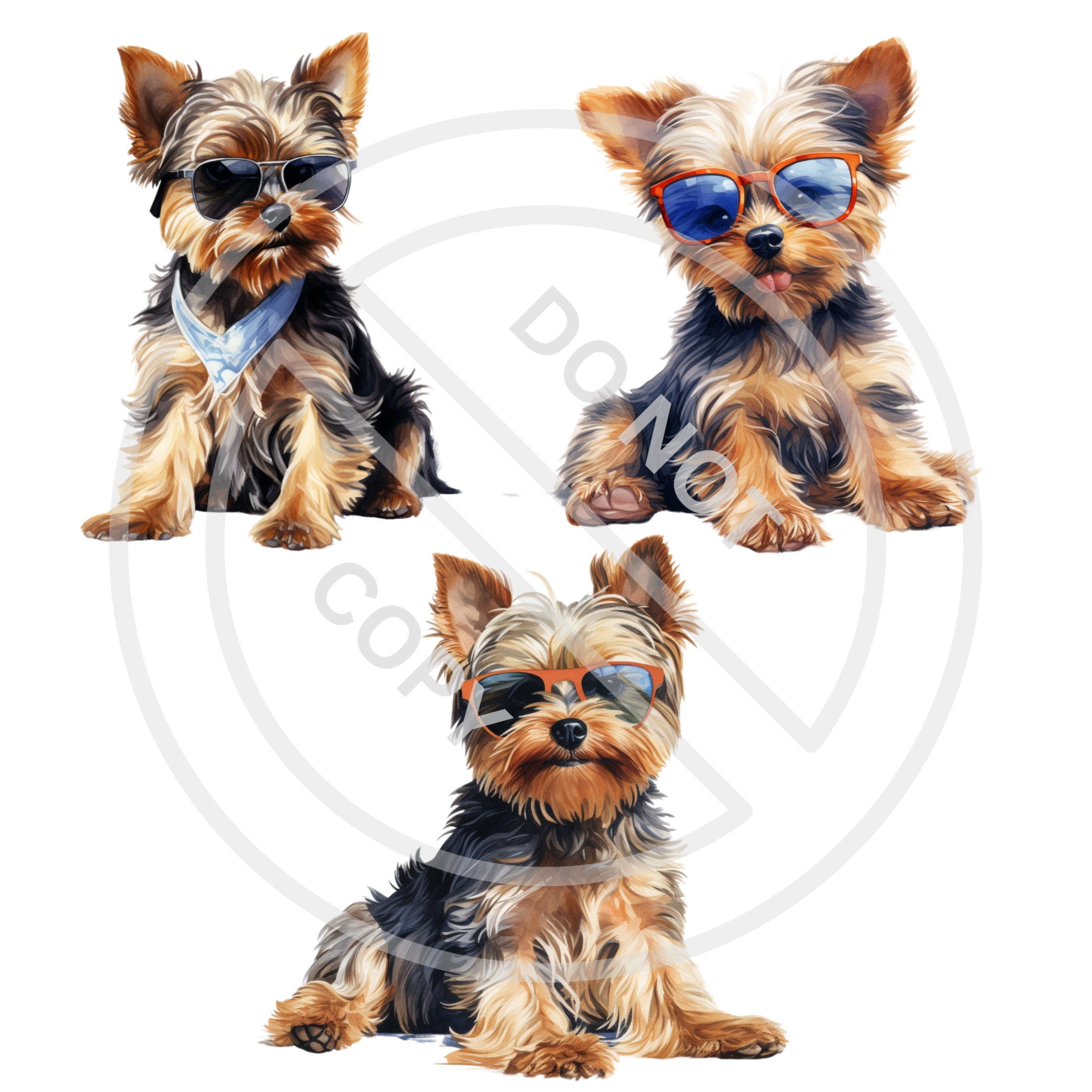 Yorkshire Terrier Clipart Bundle/20 Yorkie's With Sunglasses Png's/yorkie Lover Graphics/yorkie ...