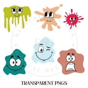 Cartoon Funny Face Clipart/paint Splat Face Graphics/blob Funny Face ...