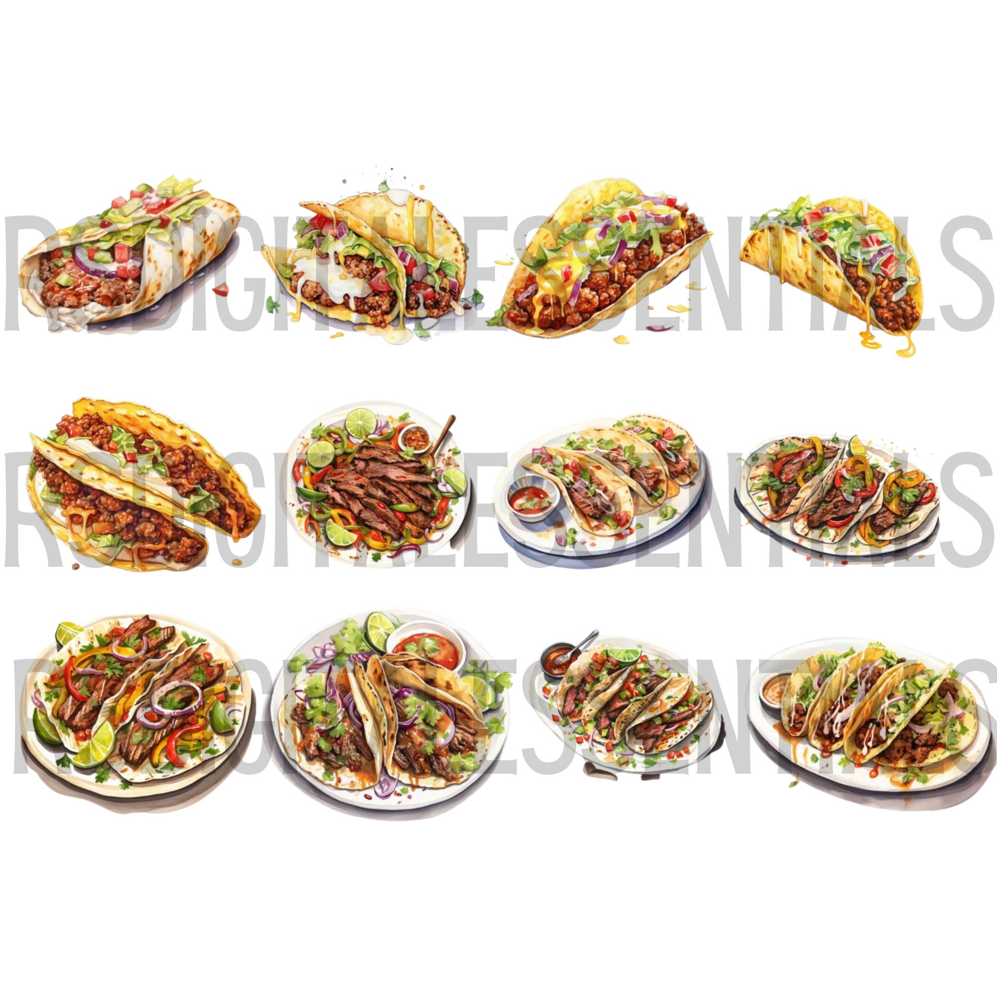 Mexican Food PNG Clipart/jpg Printable/mexican Food Sublimation/taco ...