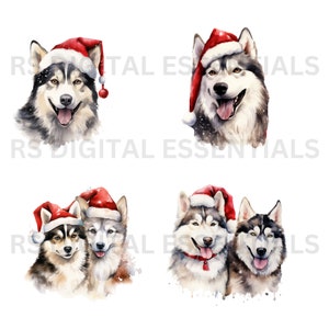 Christmas Husky Clipart/husky Puppy Graphics/dog Clipart/husky Lover ...