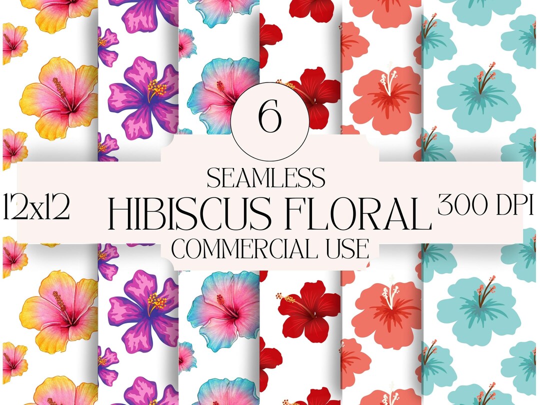 Tropical Hibiscus Seamless Patterns/commercial Use Digital Paper ...