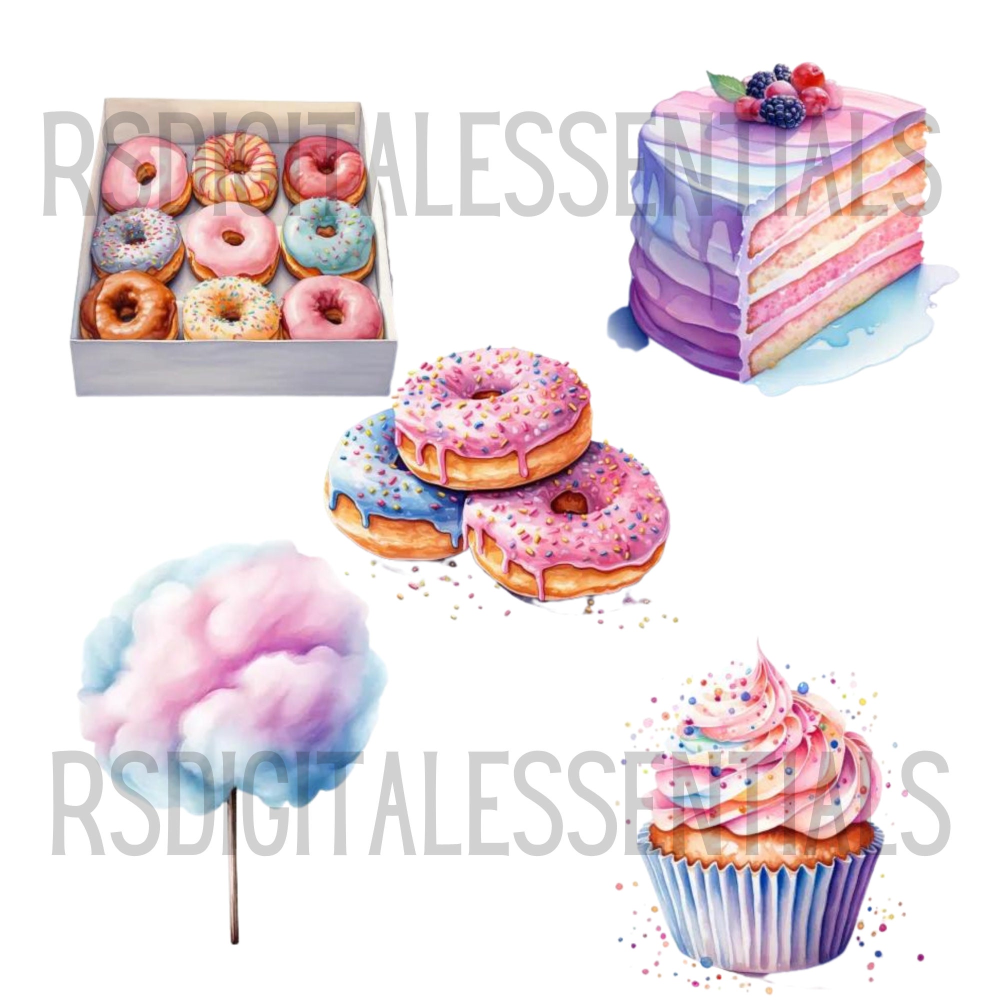 Pastel Sweet Treats Clipart Bundle/cotton Candy-ice - Etsy