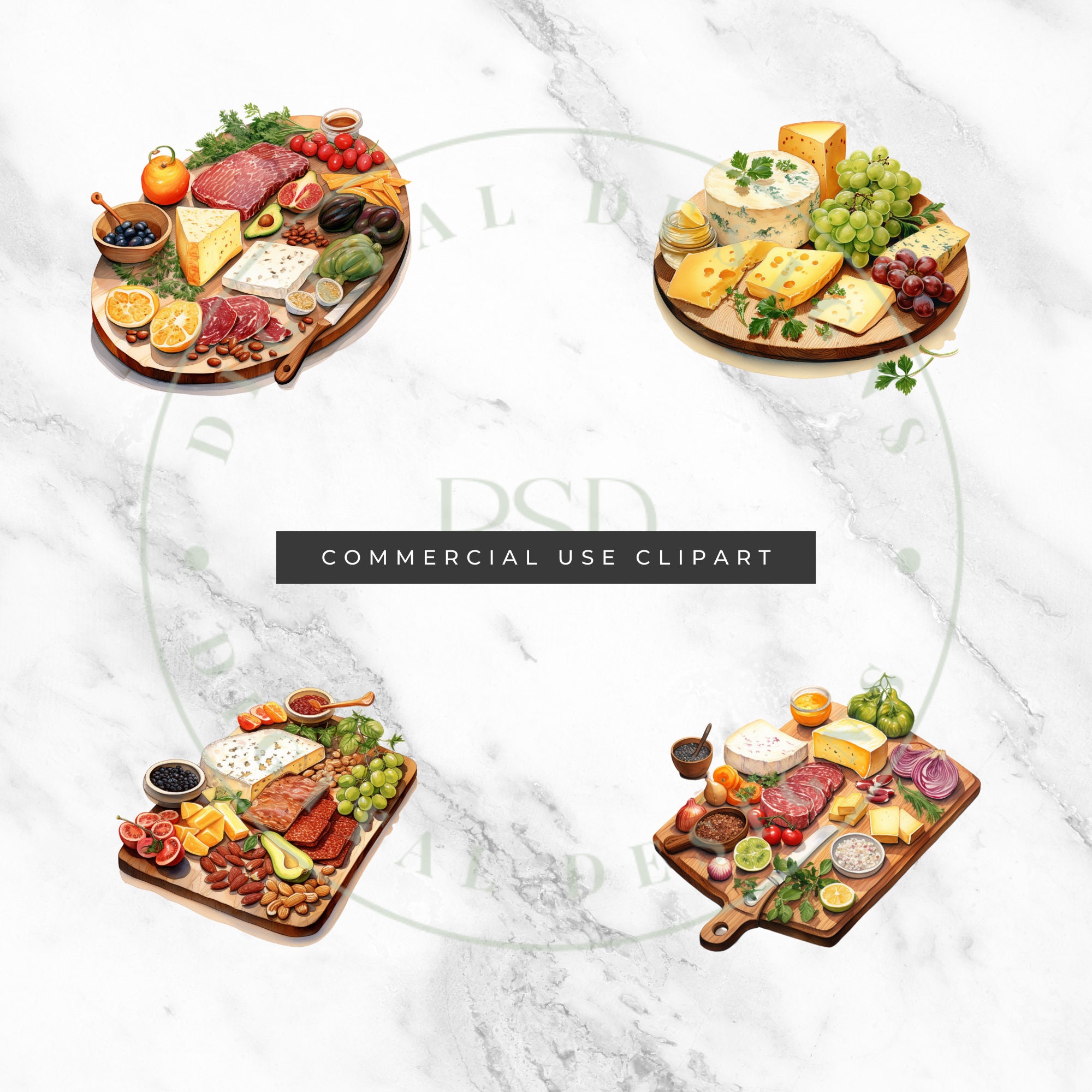 Charcuterie Board Clipart Bundle/kitchen Clipart/cutting Board Clipart ...