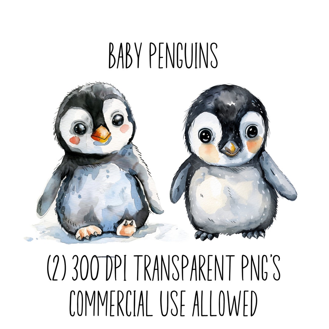 Watercolor Baby Penguin Clipart/2 Cute Penguin Graphics/penguin ...
