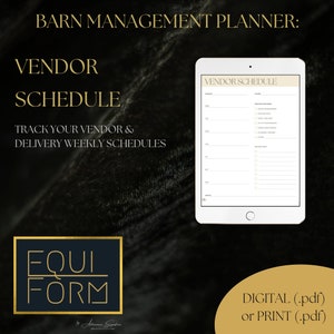 Equine Vendor Schedule: Pages From the Equestrian Planners - Etsy