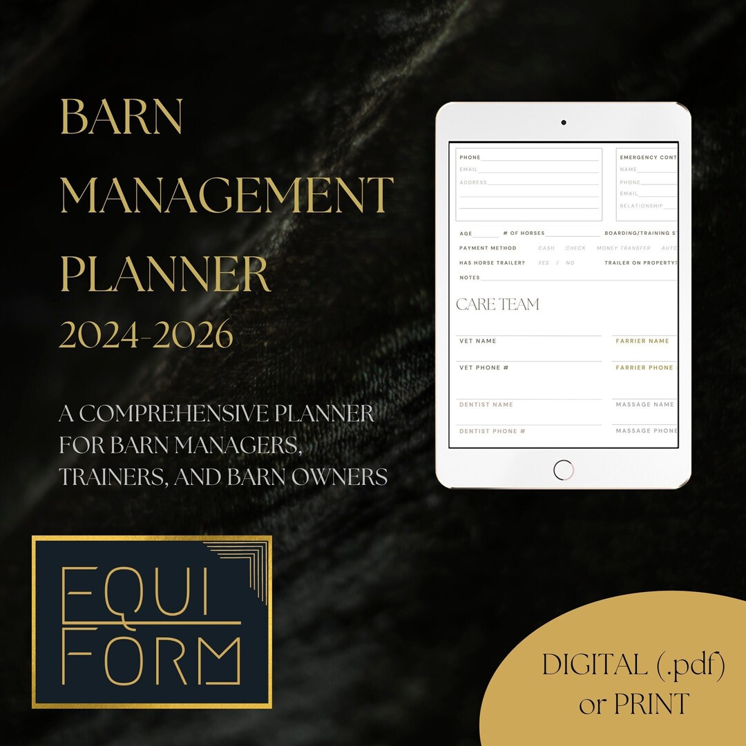 Equine Barn Management Planner 2024-2026 - Etsy