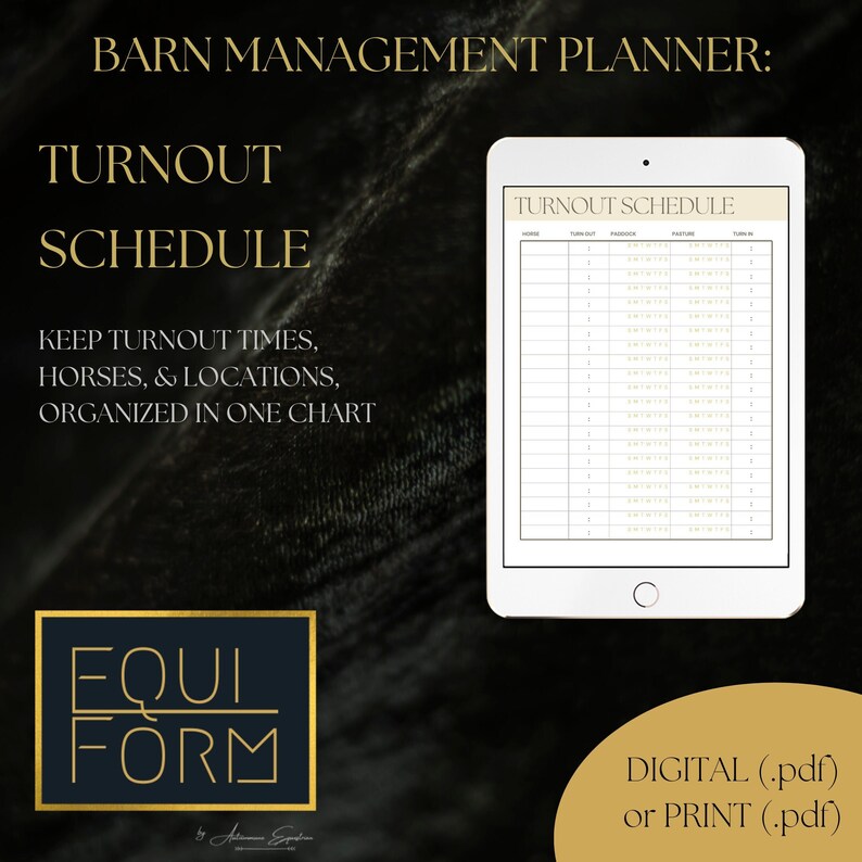 Turnout Schedule: Pages From the Equestrian Planners - Etsy
