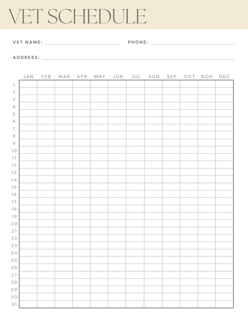 Care Team Yearly Schedules: Pages From the Equestrian Planners - Etsy