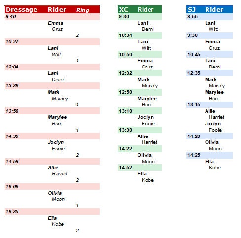 Event Ride Times Chart - Etsy