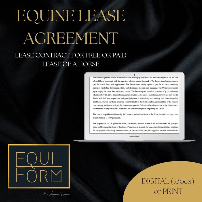 Simple Equine Lease Agreement - Etsy