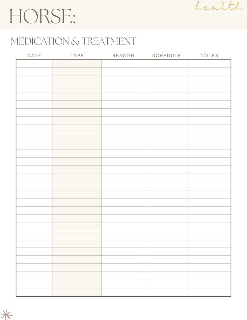 Horse Health Record: Pages From the Equestrian Planners - Etsy