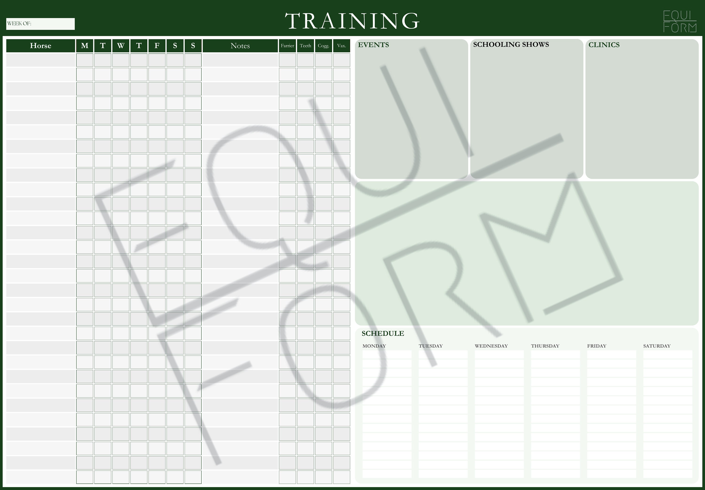 Equestrian Training Program Dry Erase Whiteboard - Etsy