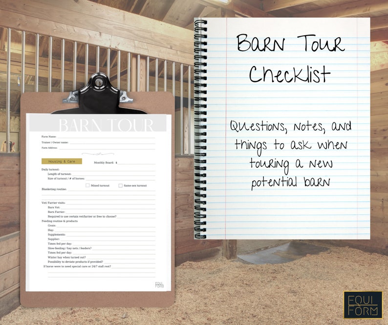Horse Barn Tour Checklist - Etsy