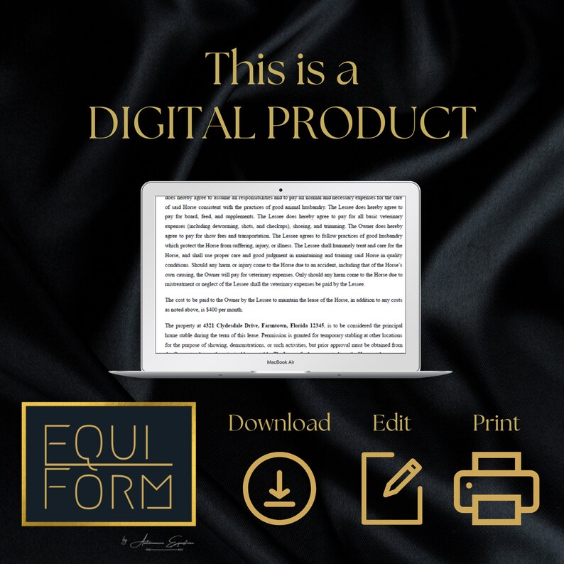 Simple Equine Lease Agreement - Etsy