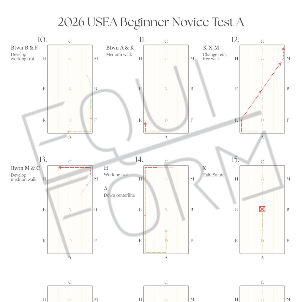 2026 USEA Beginner Novice Dressage Test Diagrams - Etsy