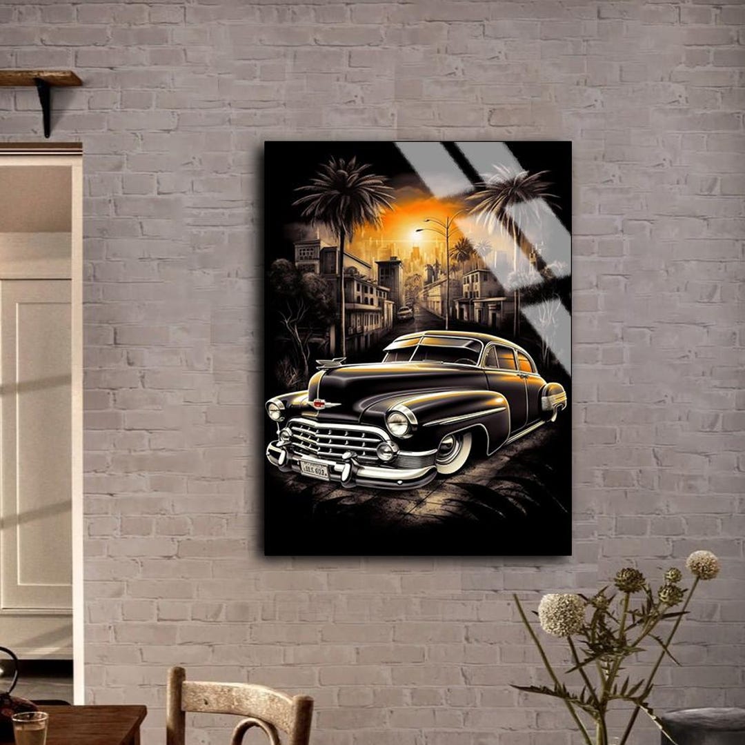 Tempered Glass Classic Car Wall Decor Wall Art Print Office Decor Love ...