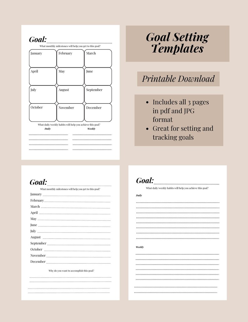 Goal Setting Template - Etsy