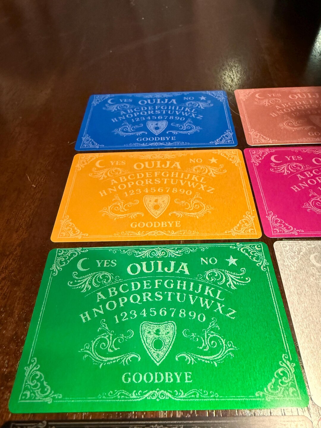 Two!! Ouija Board Aluminum Business Cards | Laser Engraved Spirit Board ...