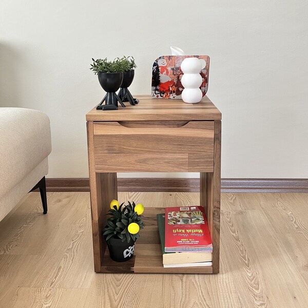Walnut Nightstand - Etsy