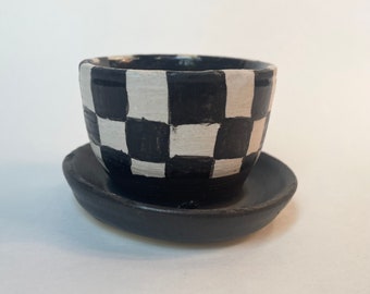 Black and White Checkered Planter - Etsy
