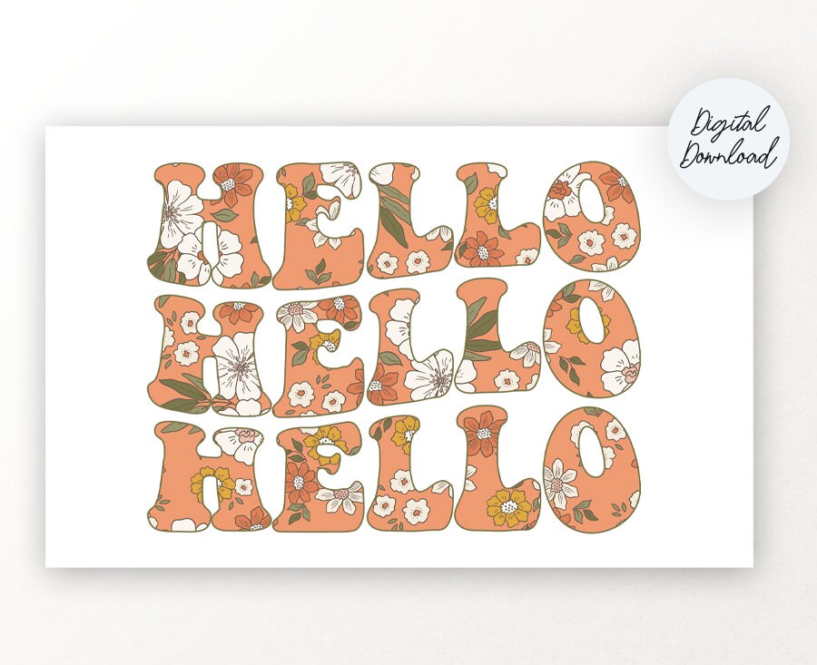Hello Printable Greeting Card Digital Greeting Card Greeting - Etsy