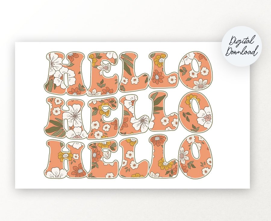 Hello Printable Greeting Card Digital Greeting Card Greeting - Etsy