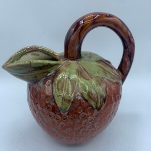 Pitcher / Vase, Hand-painted Italian Ceramic Strawberry Pitcher - Etsy