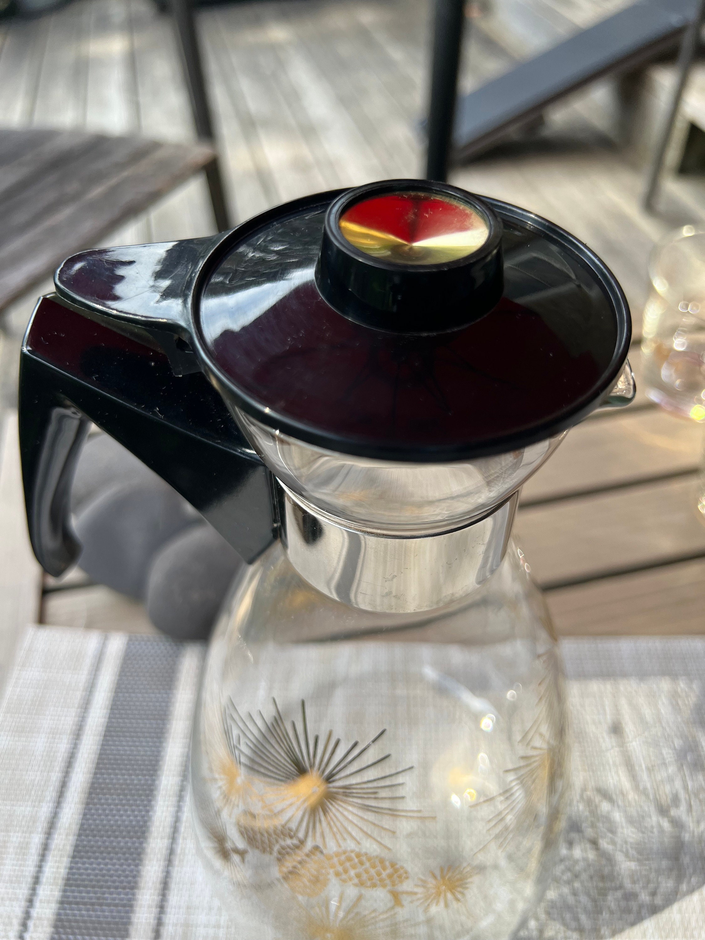 Pyrex Coffee Carafe With Lid, Gold Pinecone Motif - Etsy