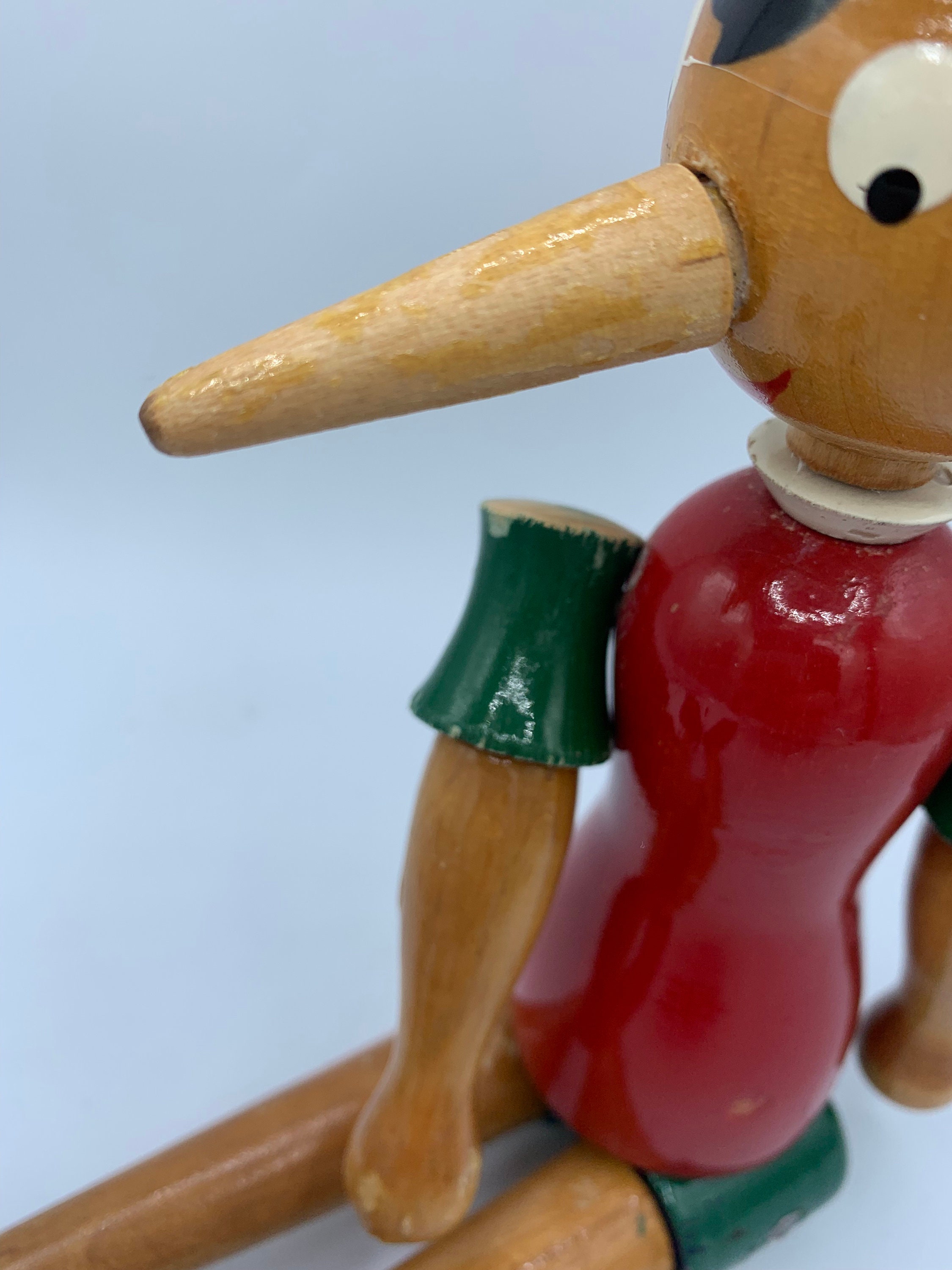 Pinocchio Vintage Wooden Articulated Green-sleeved Toy Figure - Etsy