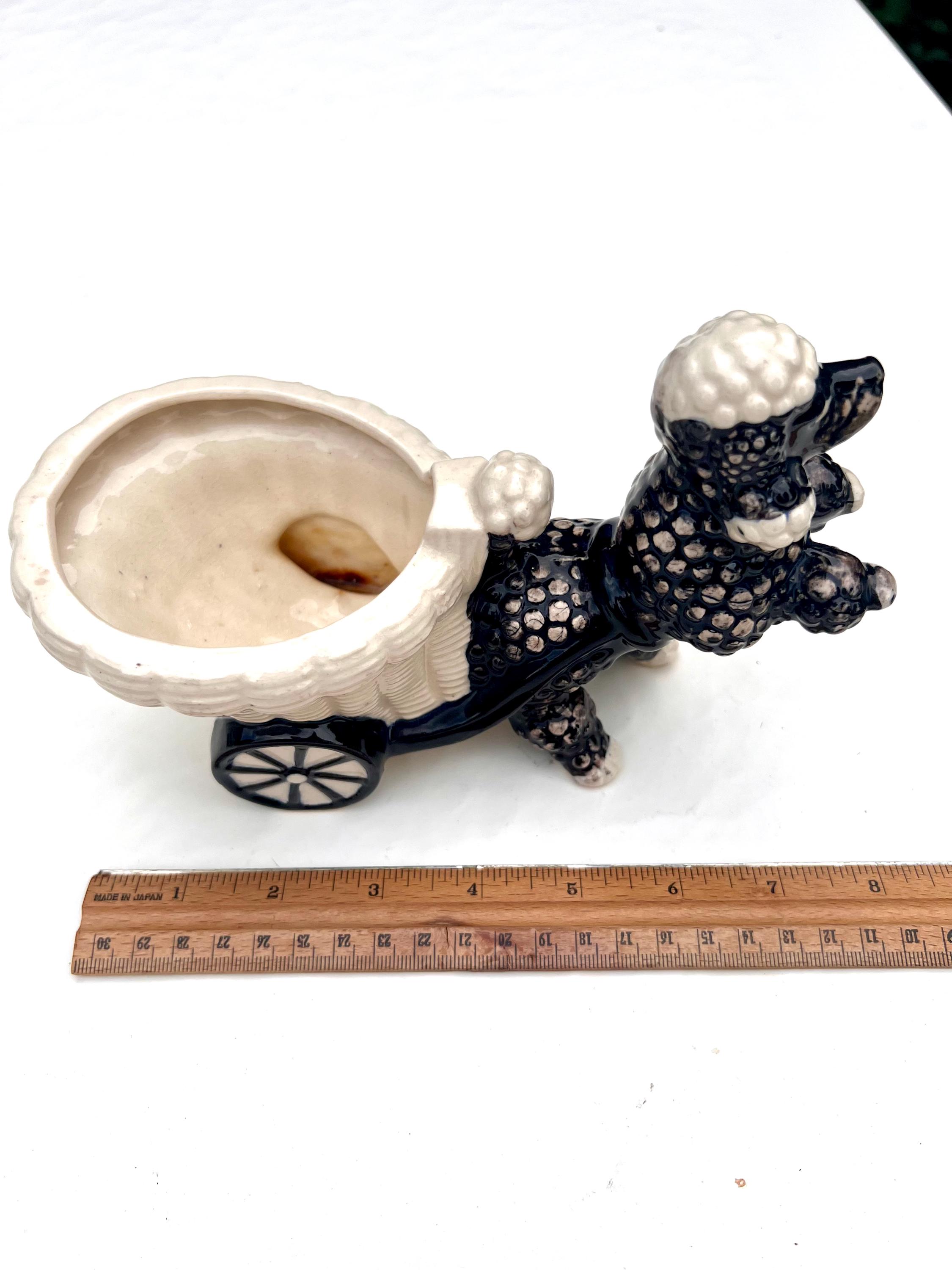 Poodle Pulling Cart Planter, Hand Decorated, by Shafford, Made in Japan ...