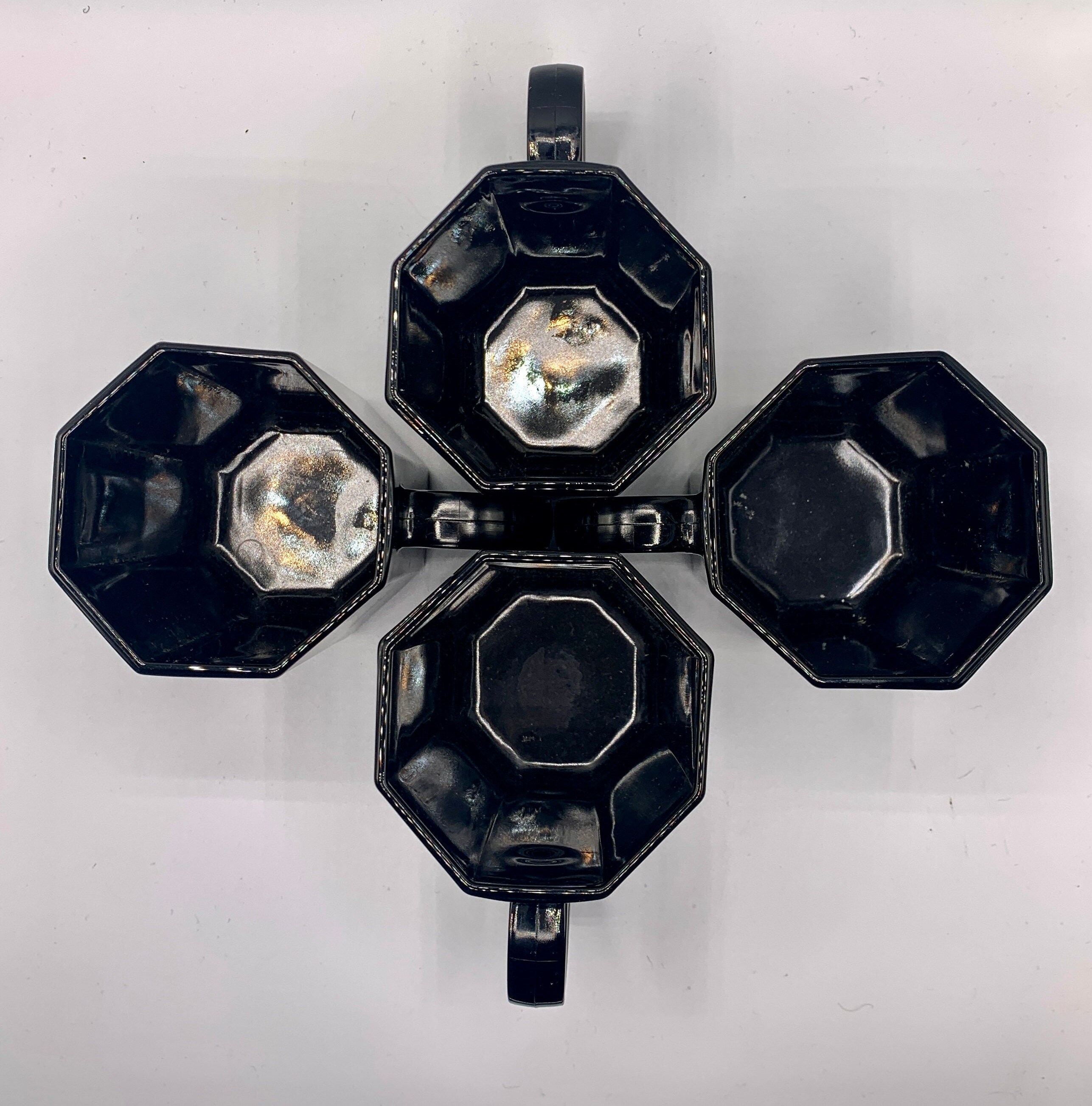 Vintage Arcoroc Black Octagonal Mug Set - Etsy