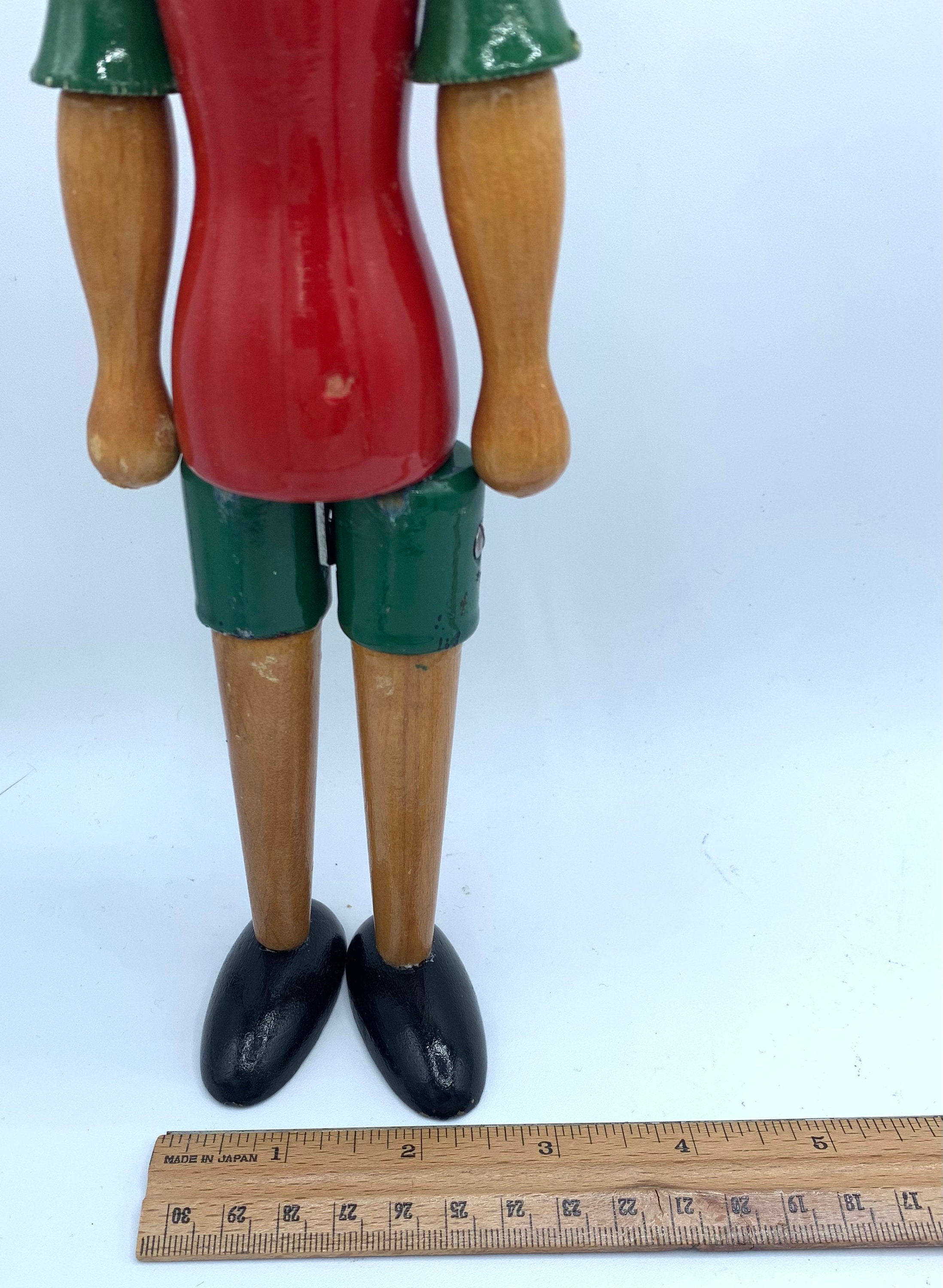 Pinocchio Vintage Wooden Articulated Green-sleeved Toy Figure - Etsy