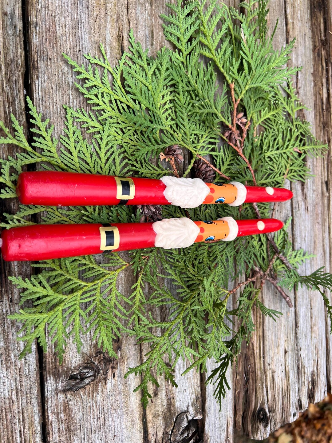 Sculptural Santa Taper Candles, Pair, Vintage Capri Co Made in Taiwan ...