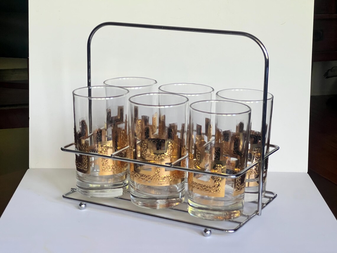 MCM Style Drink Caddy With Six Tumblers - Etsy