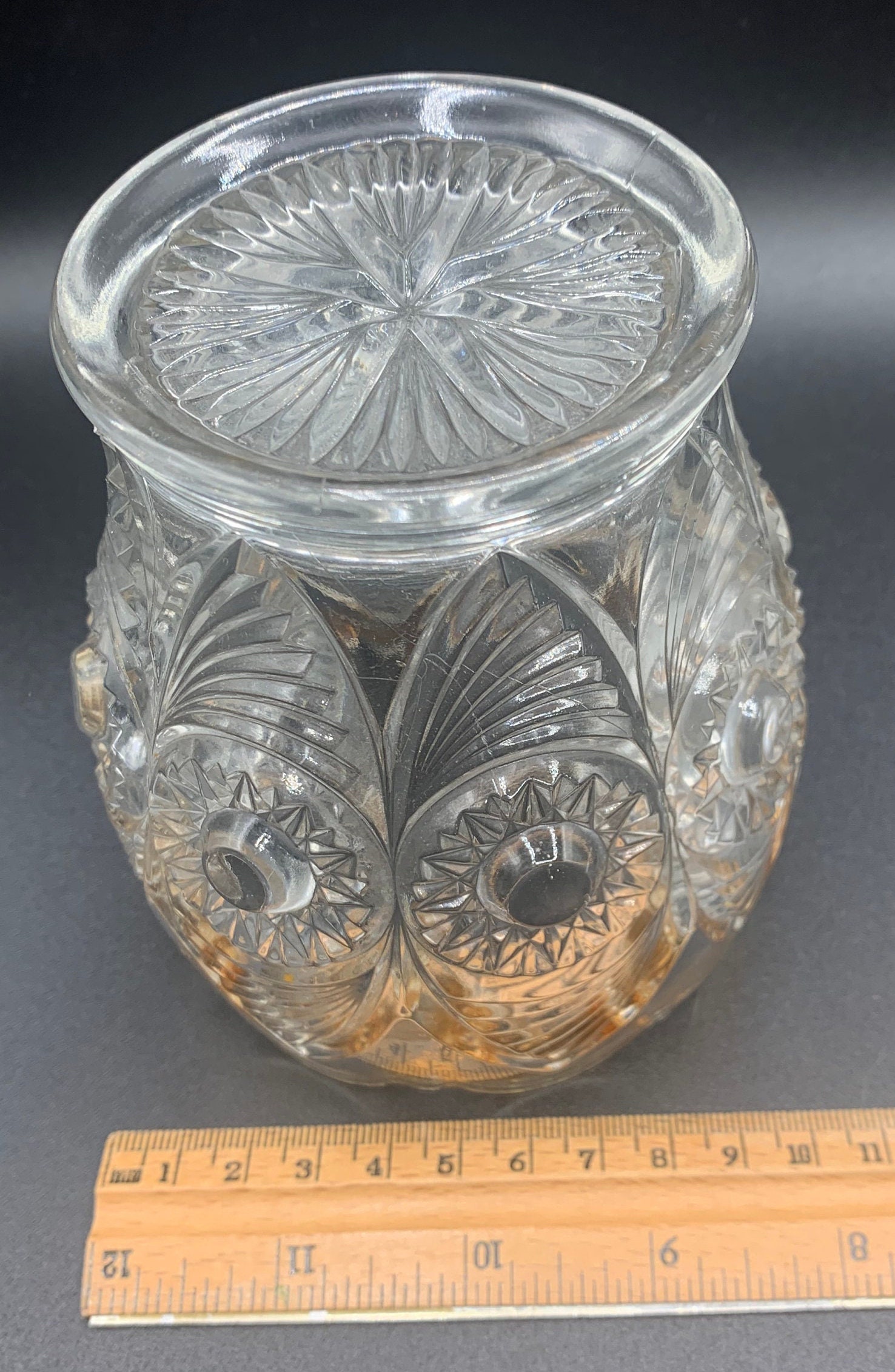 EAPG Bullseye & Fan Pattern Gold-rimmed Glass Spooner - Etsy