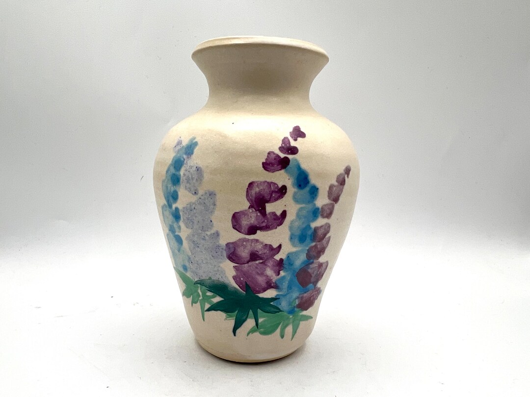 Flo Grieg Studio Pottery Vase With Lupines, Made in Canada - Etsy
