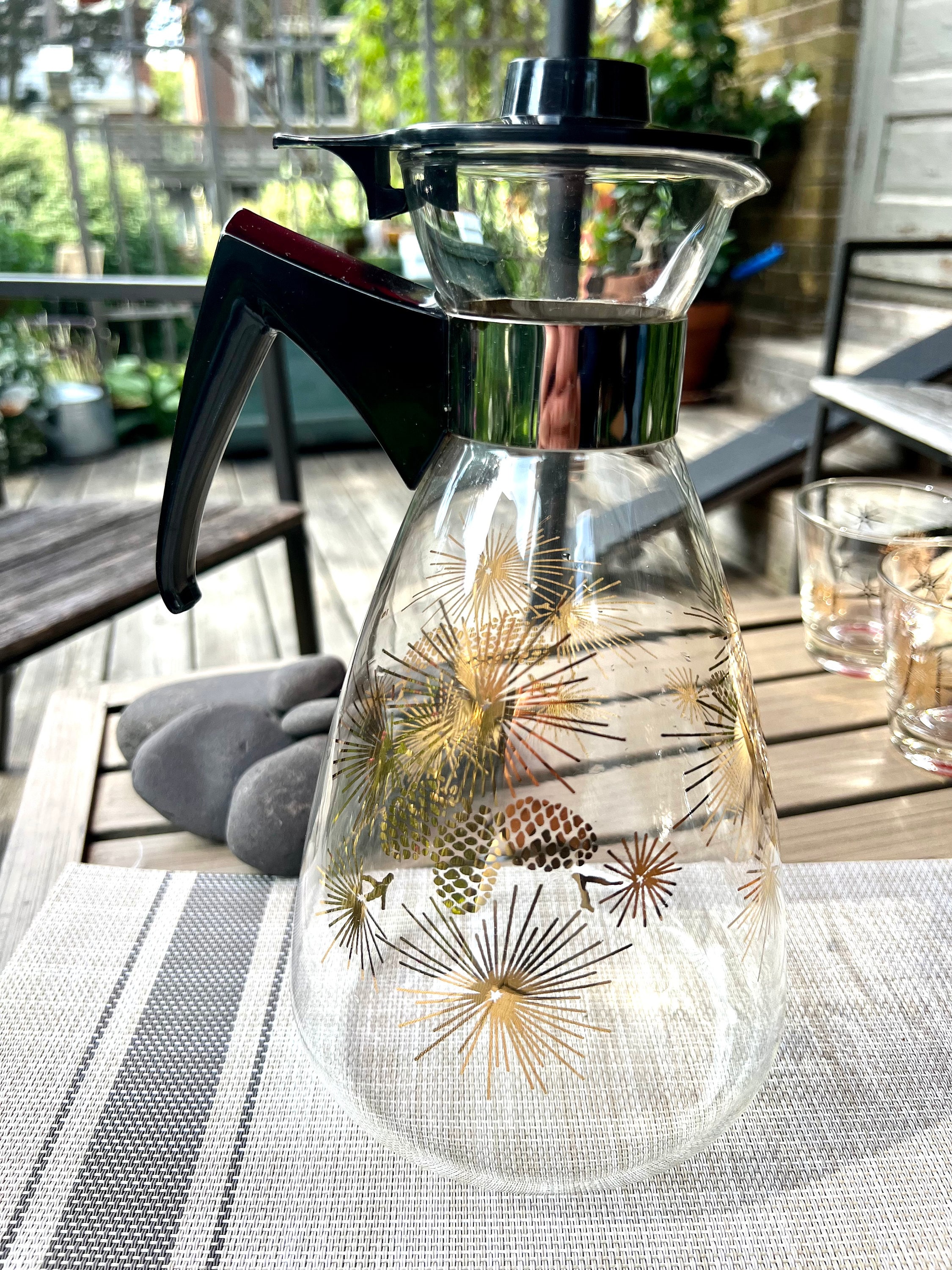 Pyrex Coffee Carafe With Lid, Gold Pinecone Motif - Etsy