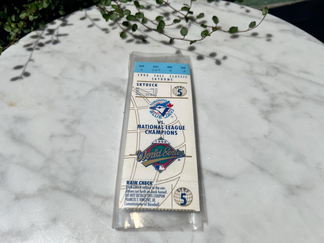 Toronto Blue Jays Ticket Stub, 1992 World Series, Game 5 in Toronto - Etsy
