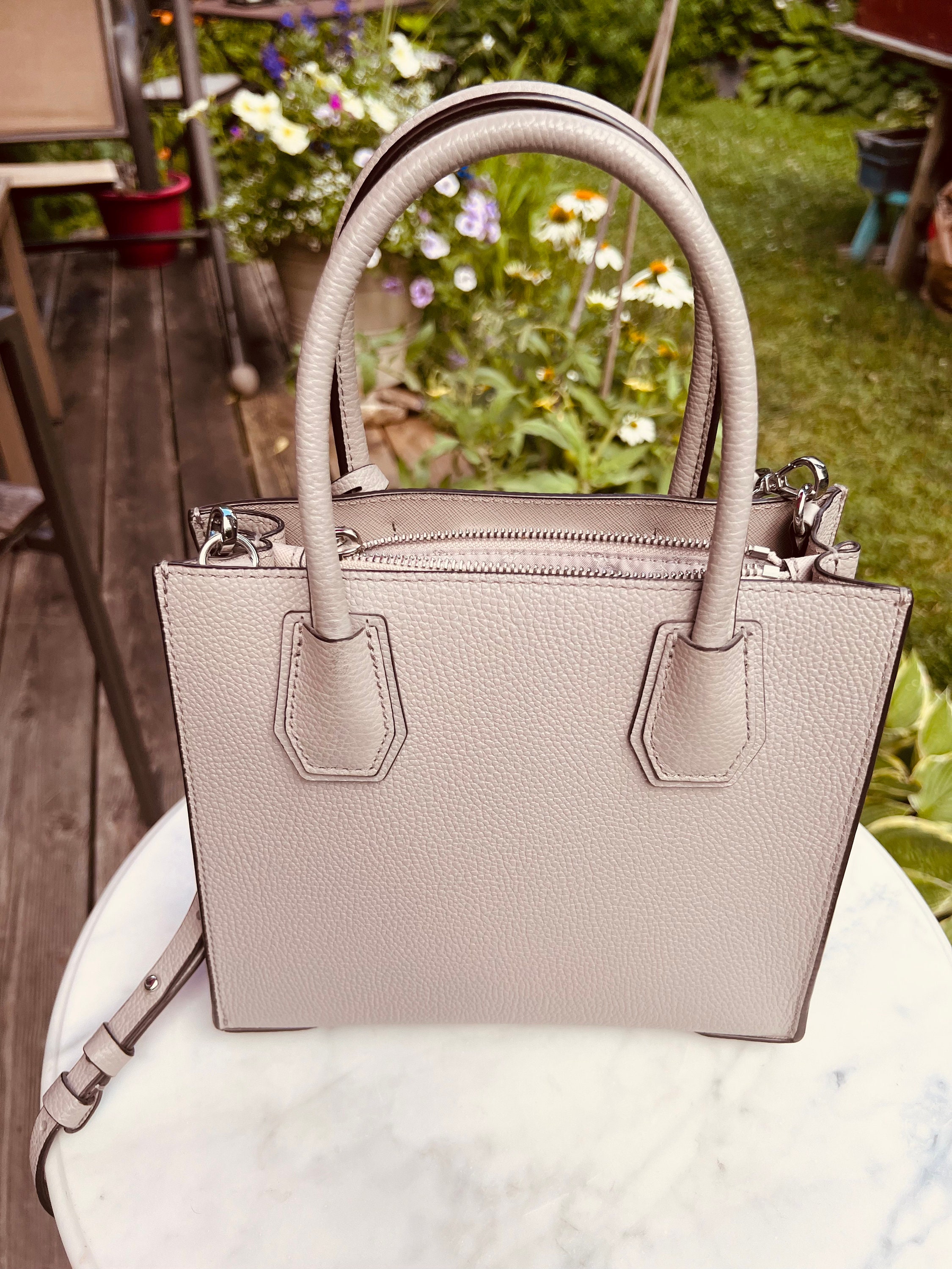 Michael Kors Mercer Medium Pebbled Leather Crossbody Bag in Truffle